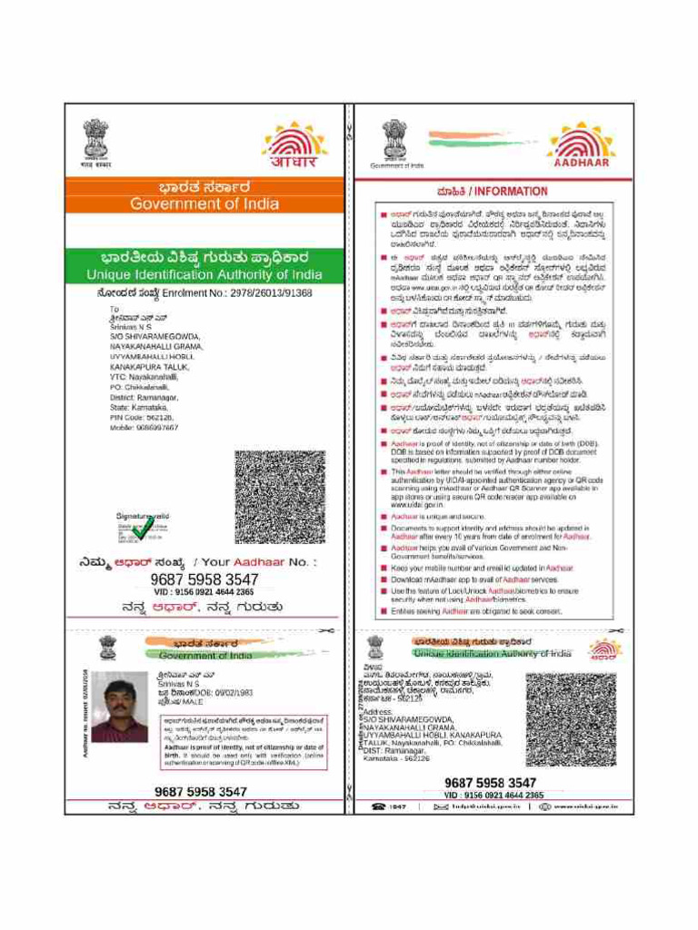 Aadhar Srinivas N S | PDF