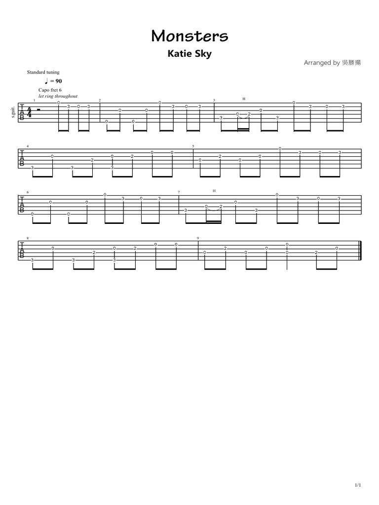 Monsters Guitar Tabs and Chords | PDF | Chordophones | Celtic Musical ...