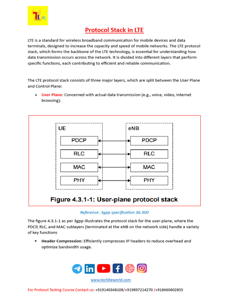 Protocol Layers On LTE 1727495708 | PDF | Computing | Network Protocols
