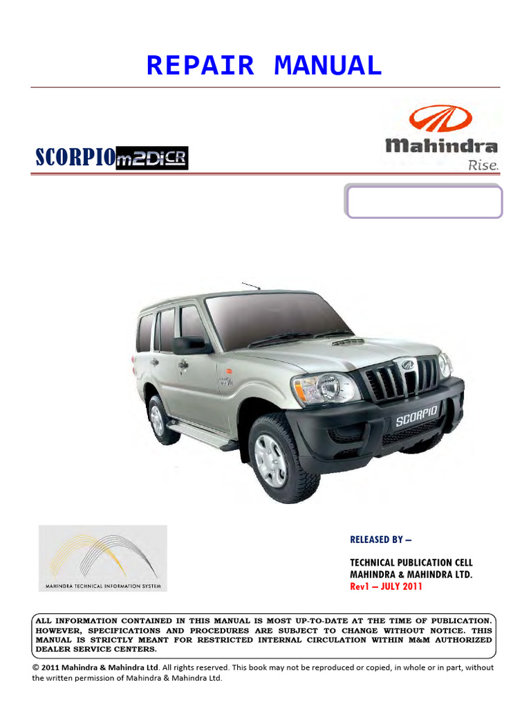 MAN-00136 - Scorpio m2DiCR - Repair Manual Rev1 | PDF | Diesel Engine ...