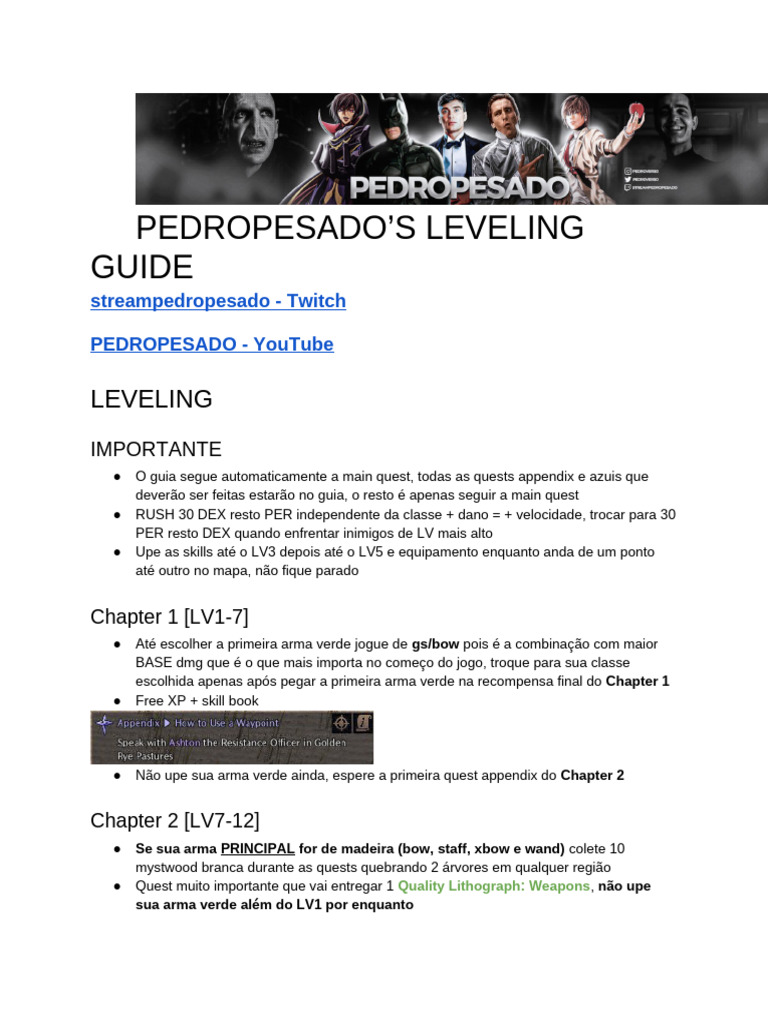 Guia de Leveling de Pedropesado | PDF