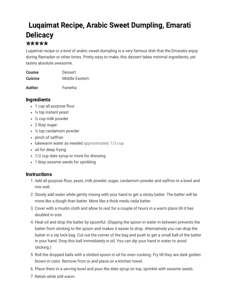 Luqaimat Recipe, Arabic Sweet Dumpling, Emarati Delicacy - Fas Kitchen ...