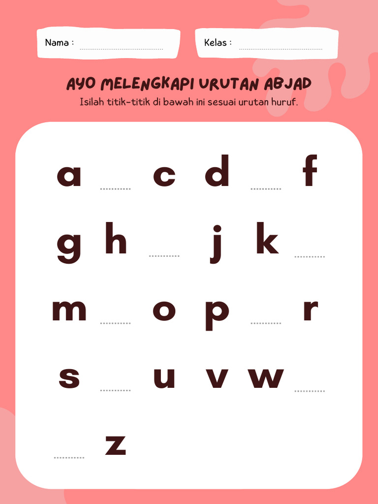 Lengkapi Urutan Huruf Abjad | PDF