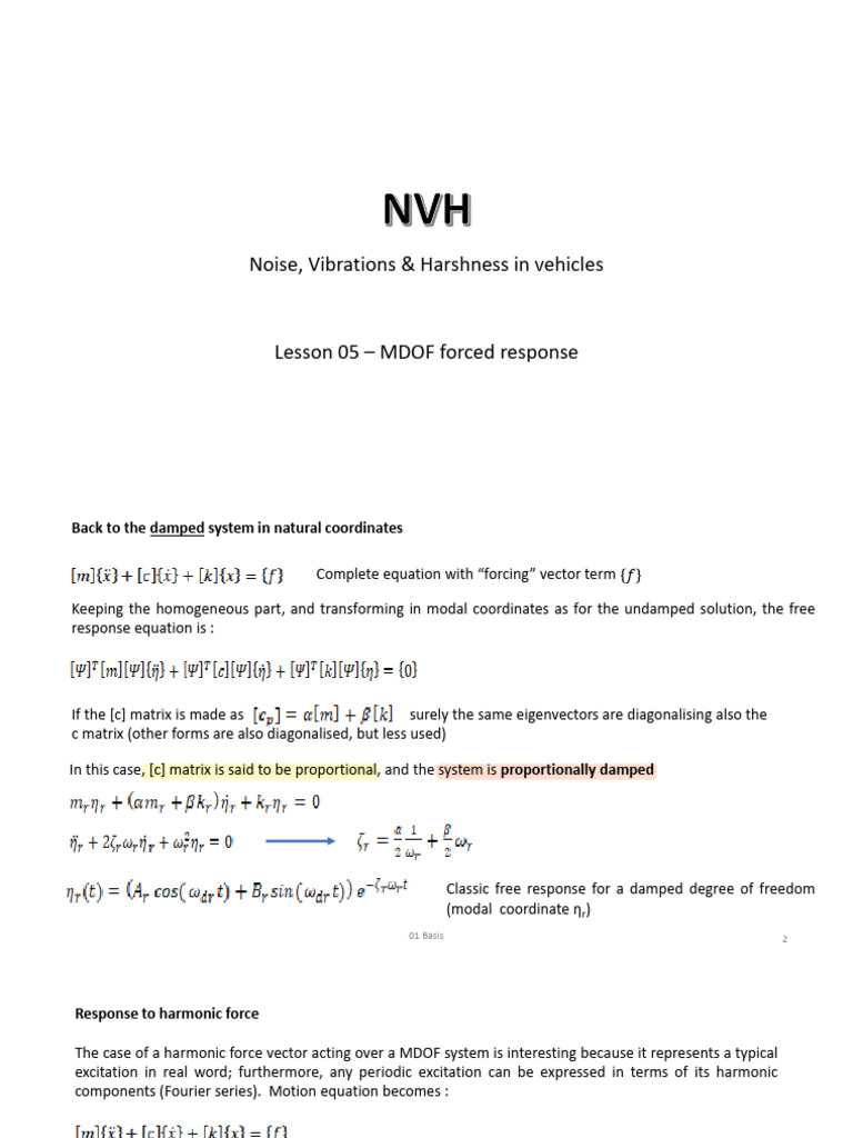 MDOF Forced Response in NVH Systems | PDF | Damping | Eigenvalues And Eigenvectors