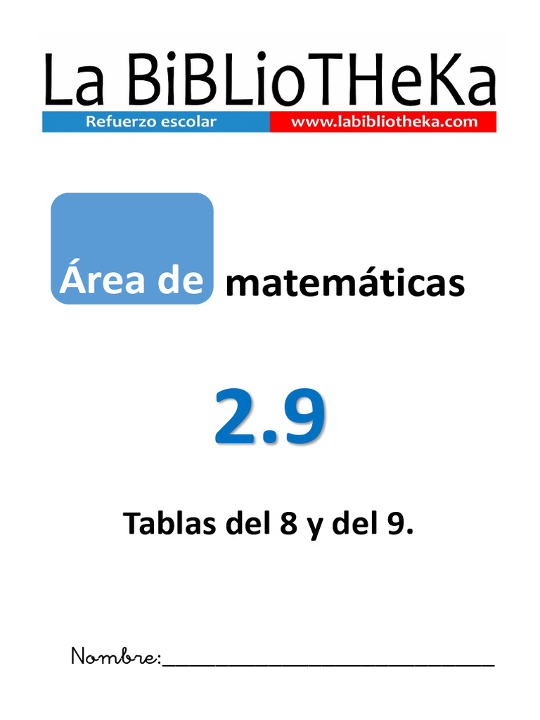 Tablas del 8 y 9: Ejercicios y Problemas | PDF | Notación Matemática ...