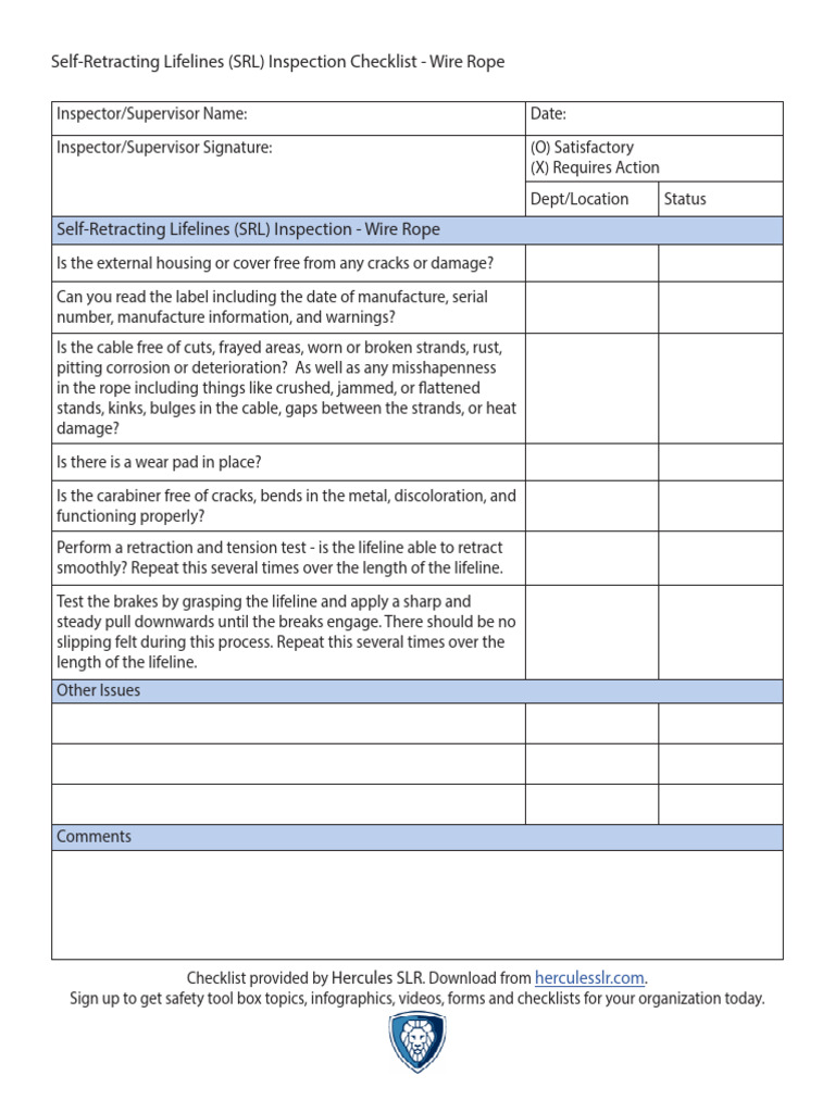 SRL Wire Inspection Checklist | PDF