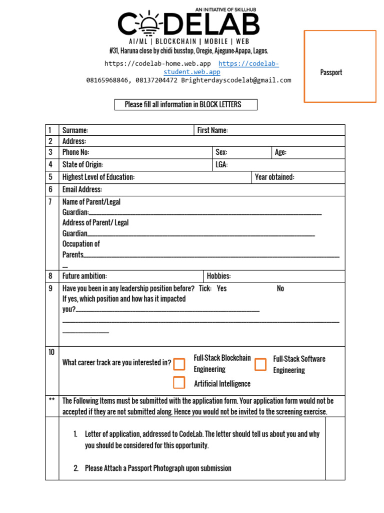 CodeLab Form 2023 | PDF