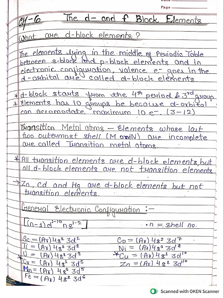 D Block Elements 1 | PDF