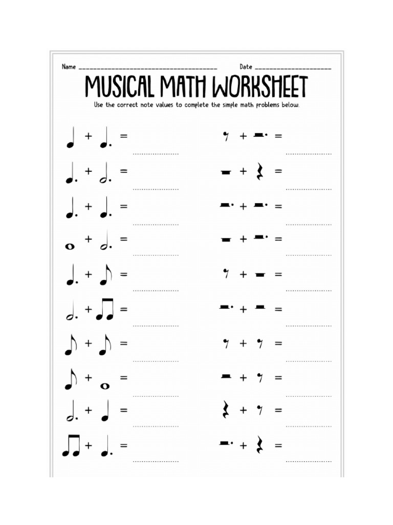 Musical Math Worksheet | PDF