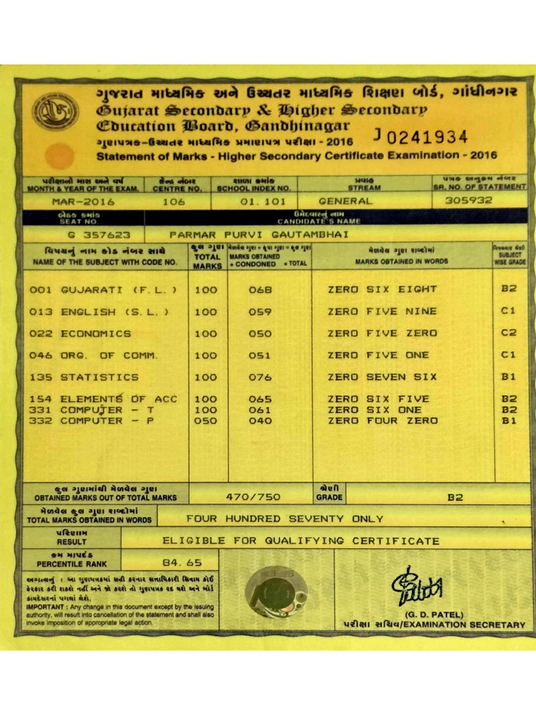 12 Mark Sheet | PDF