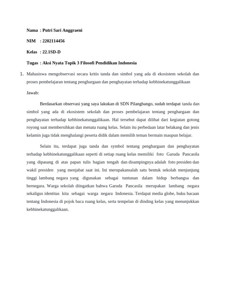 Aksi Nyata Topik 3 - Putri Sari Anggraeni | PDF