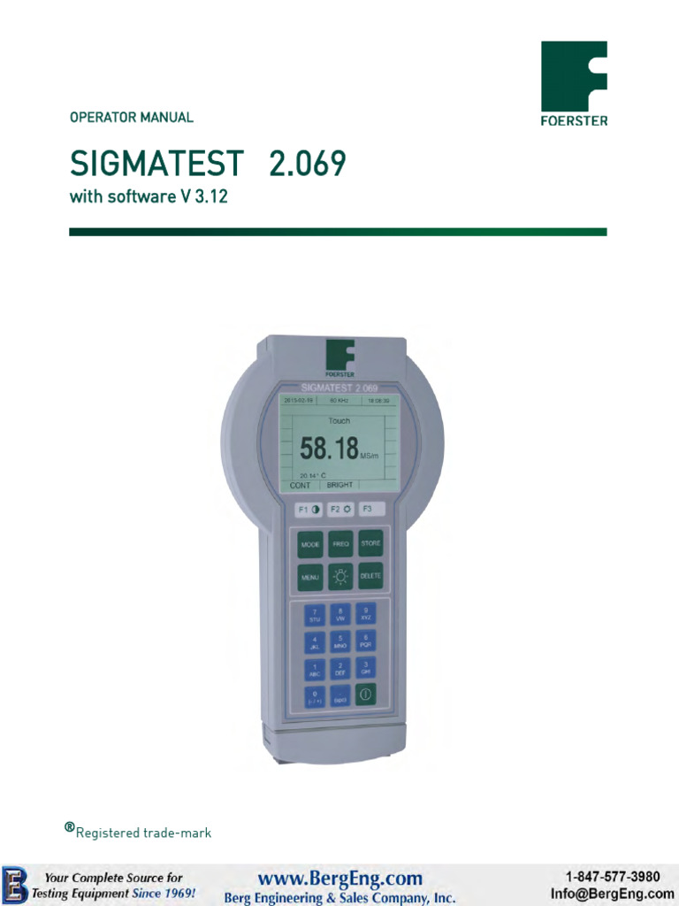 Foerster Sigmatest 2.069 Operating Manual | PDF | Calibration ...