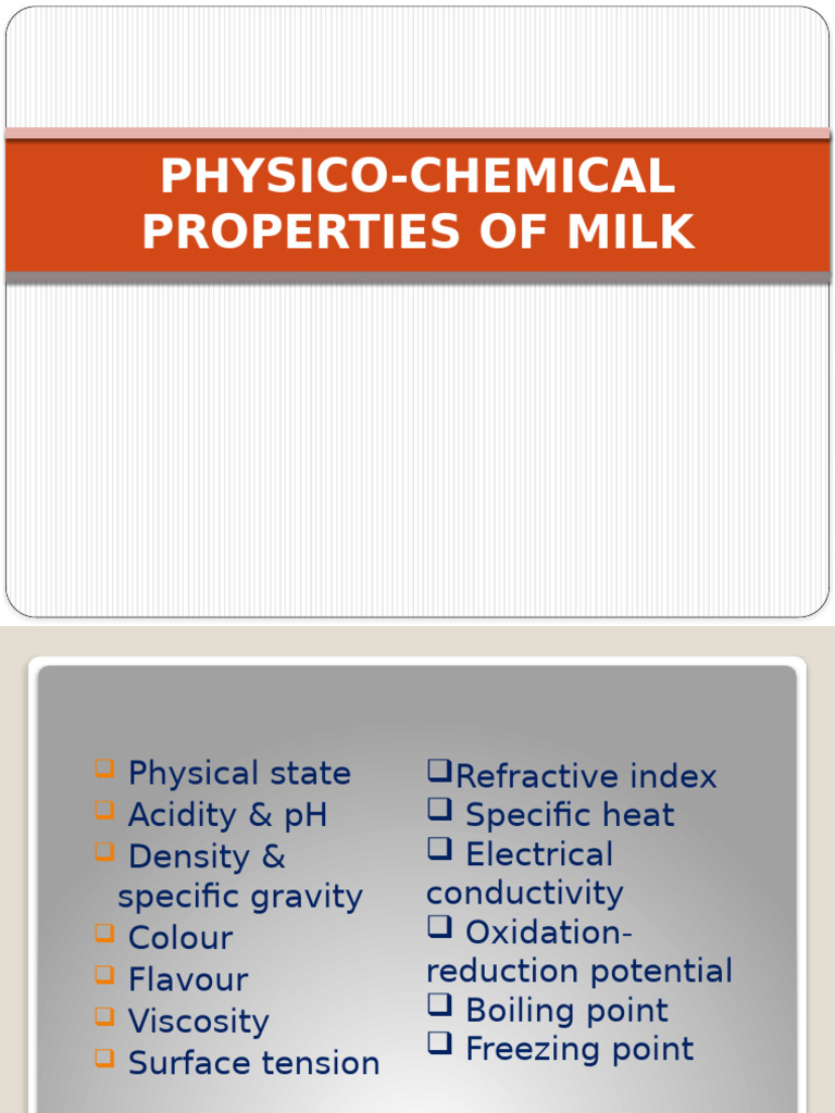 F9 Physico-Chemical Properties of Milk | PDF | Milk | Electrical ...