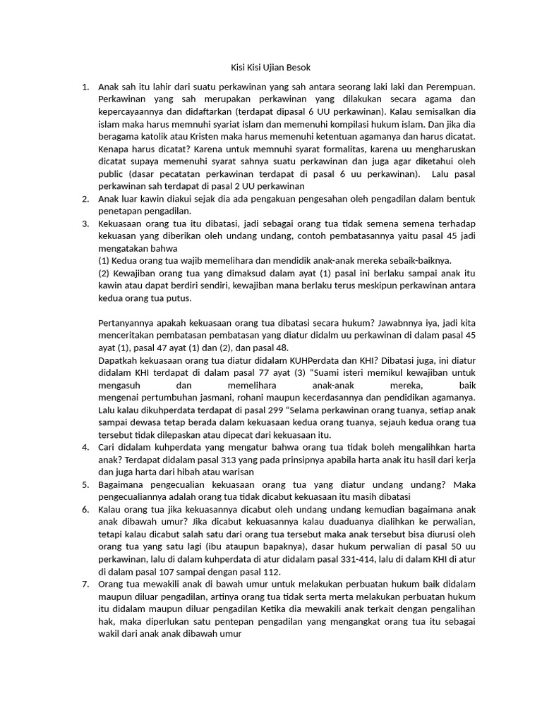 Kisi Kisi Ujian Besok | PDF