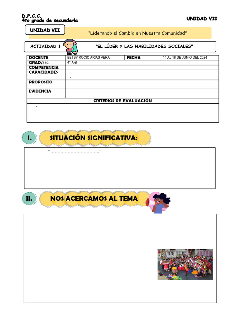 4° DPCC - Actv.01-Uni.7 2024 | PDF | Liderazgo | Empatía