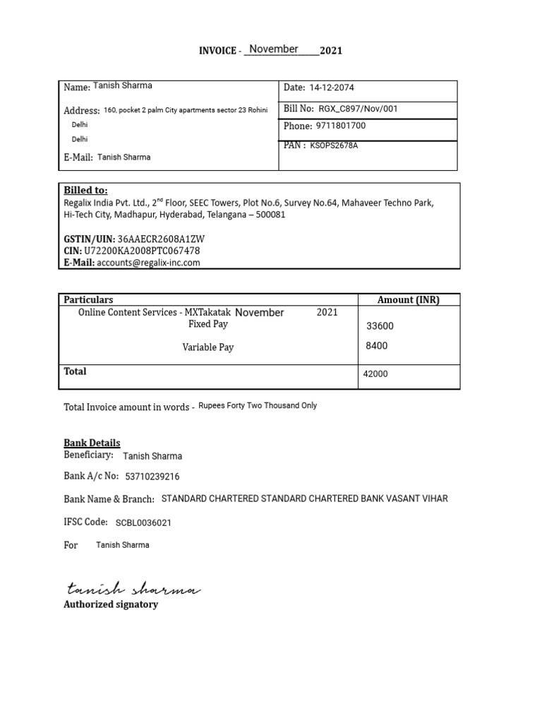 MX Invoice Direct Non GST | PDF