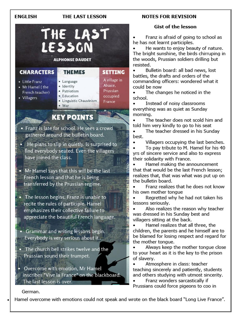 THE LAST LESSON Handout-1 | PDF