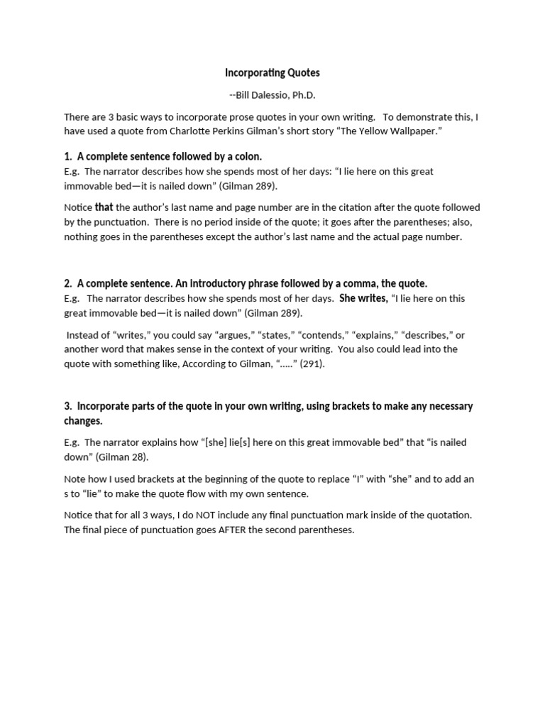 Incorporating Quotes - ENGL 1200 | PDF