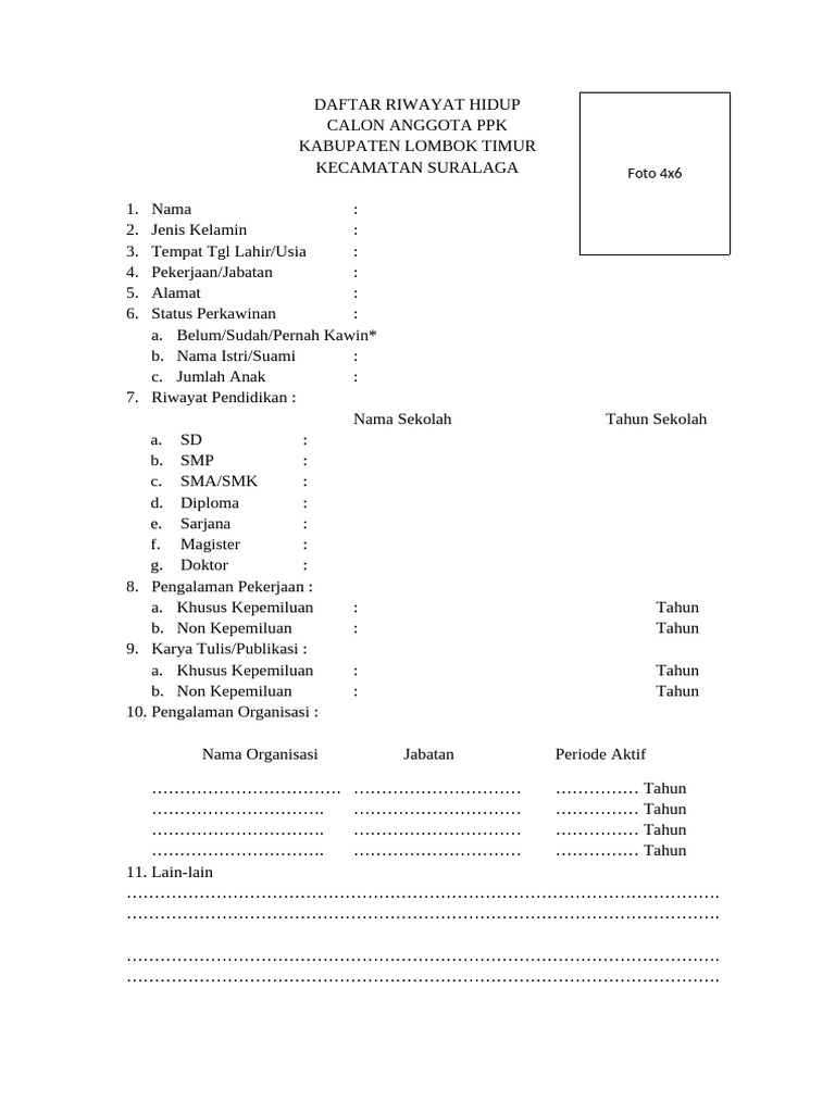CV Calon Anggota PPK Suralaga | PDF