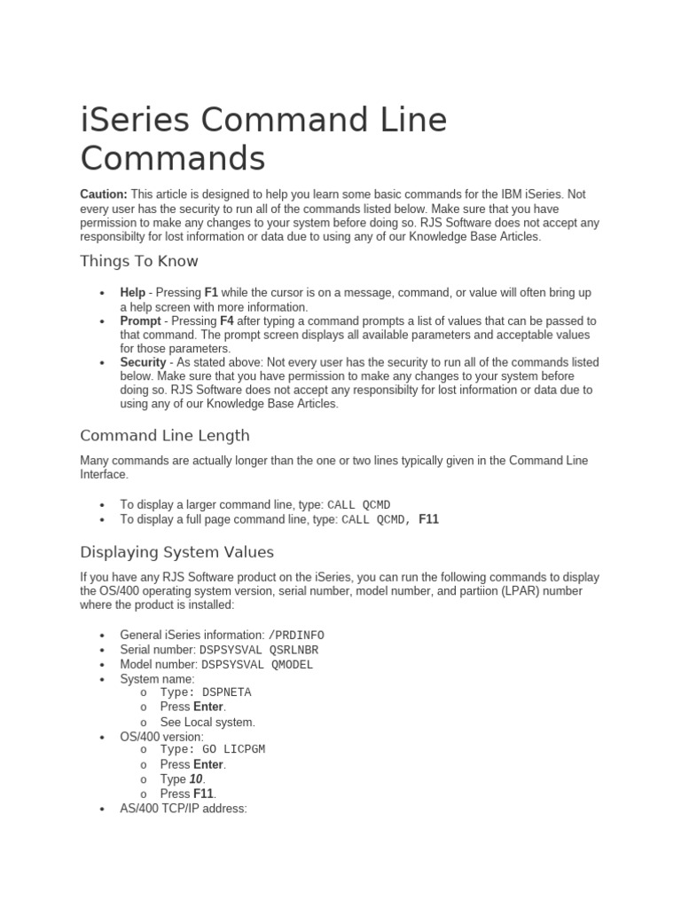 Iseries Command Line Commands | PDF | Directory (Computing) | Computer File
