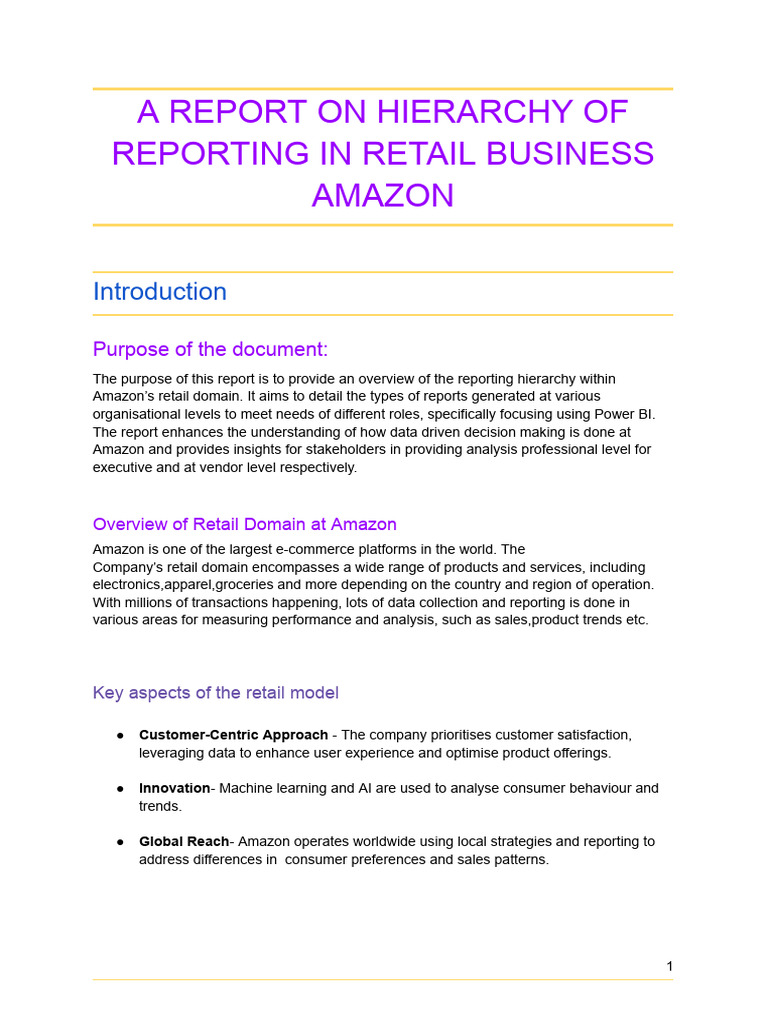 Retail Hierarchy of Amazon | PDF | Retail | Performance Indicator