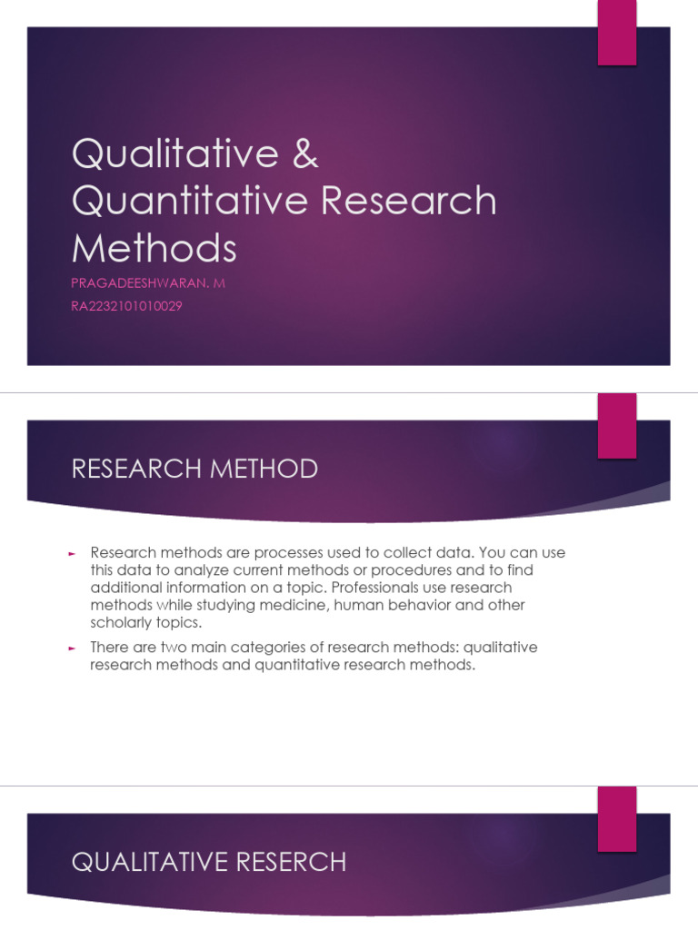 Qualitative & Quantitative Research Methods.pptx | PDF | Quantitative Research | Methodology