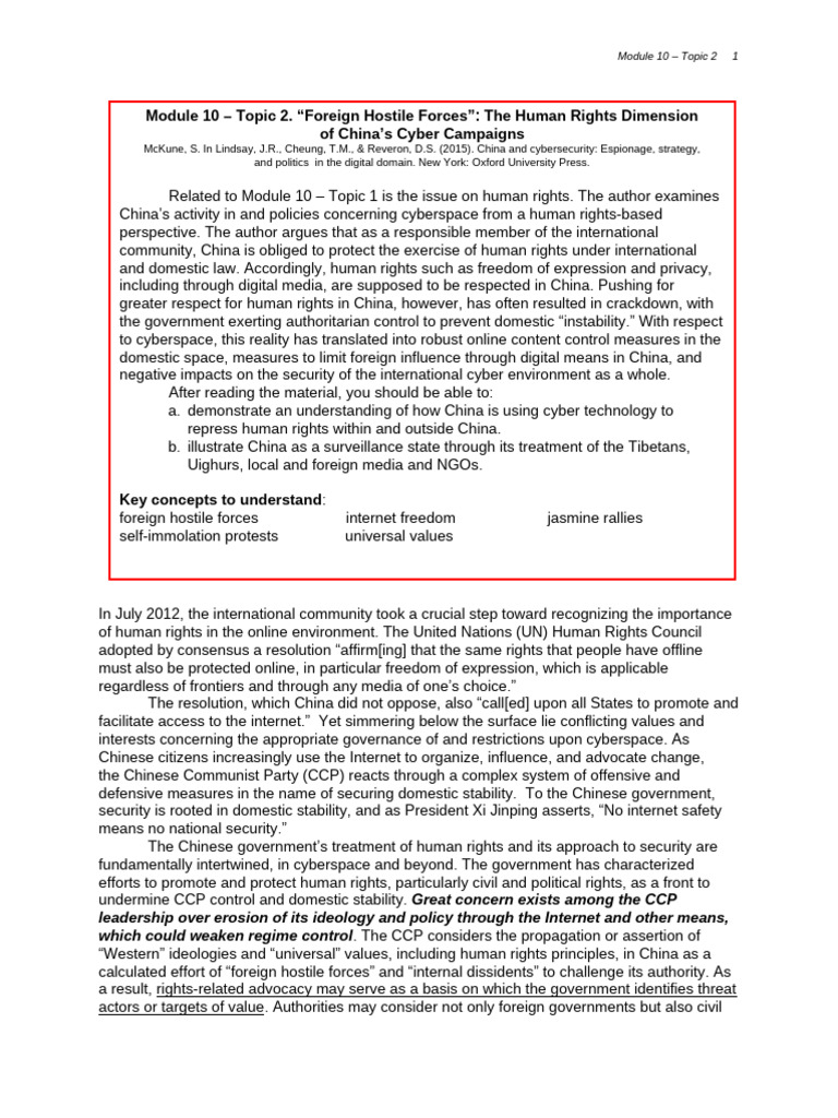 Module 10 - Topic 2. Hostile Forces and Intelligence | PDF ...