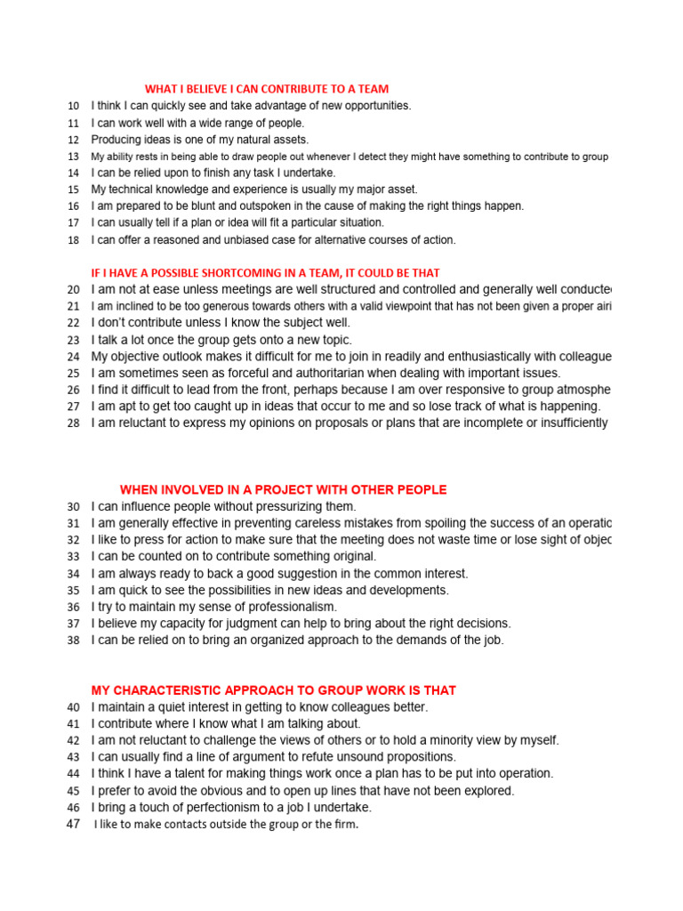 Belbin - SJ | PDF | Thought | Behavioural Sciences