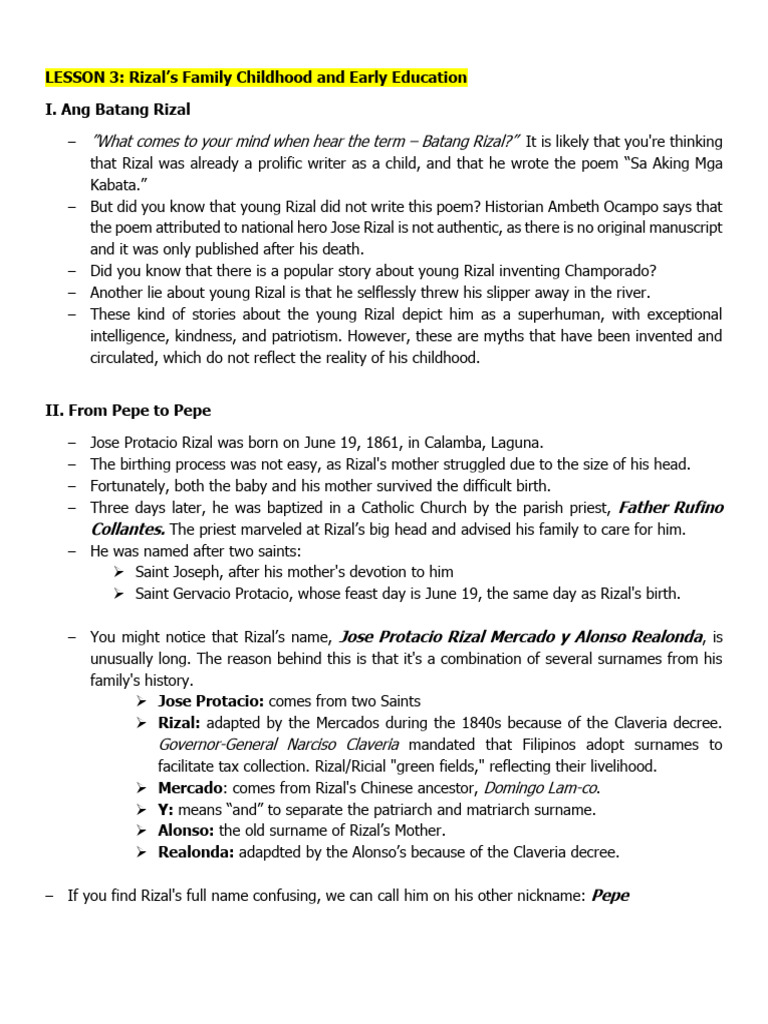 LESSON-3-RIZAL-HANDOUT | PDF
