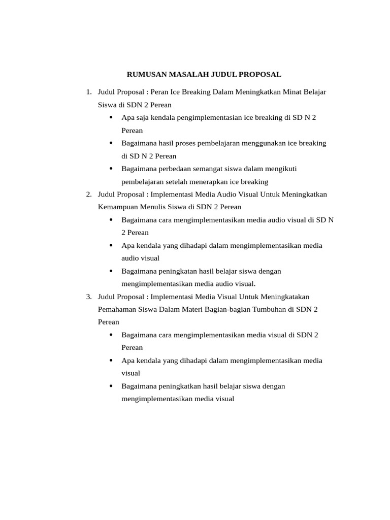 Rumusan Masalah Judul Proposal | PDF