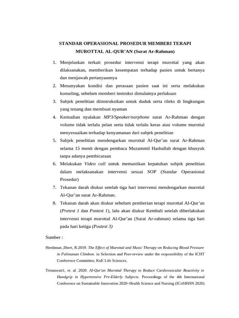 SOP - Murottal Therapy | PDF
