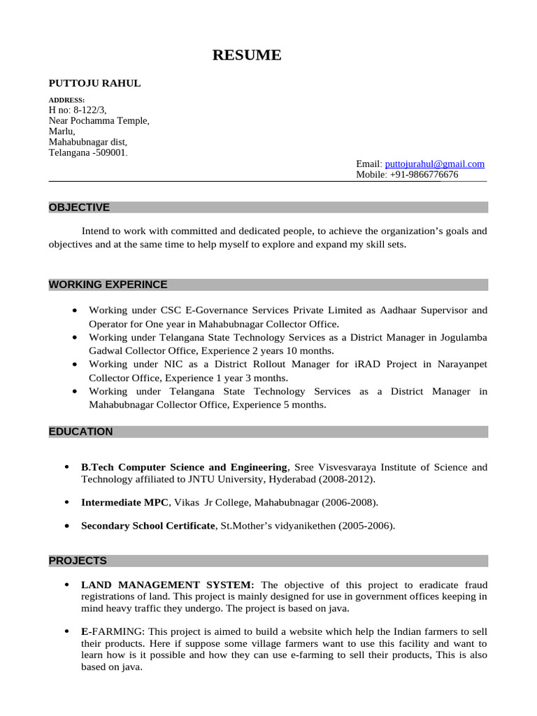 Rahul Resume | PDF | Computing