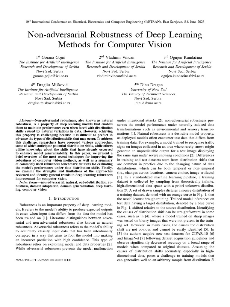 Non-Adversarial Robustness of Deep Learning Methods For Computer Vision | PDF | Deep Learning ...