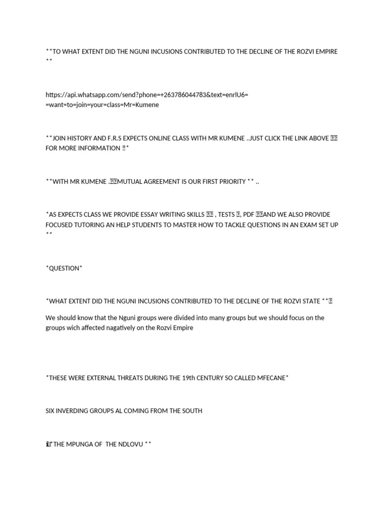 Nguni Incursions and Rozvi Decline | PDF | Southern Africa