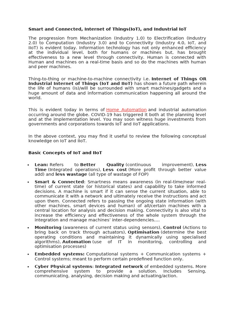 Smart and Connected, Internet of Things (IoT), and Industrial IoT | PDF | Internet Of Things ...
