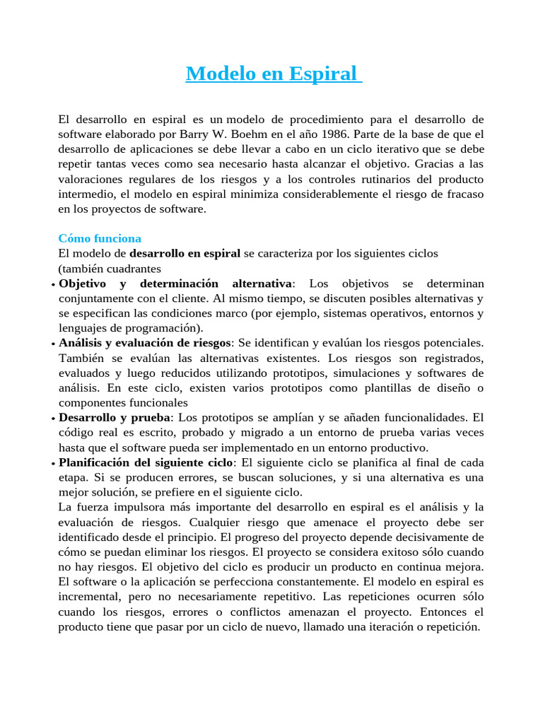 Modelo en Espiral: Desarrollo de Software Seguro | PDF | Software ...