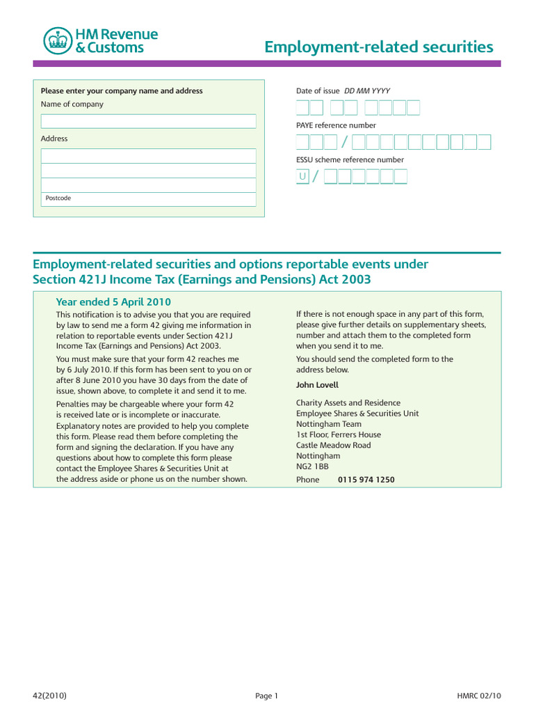 Form 42 - 2010 | PDF | Taxes | Employment