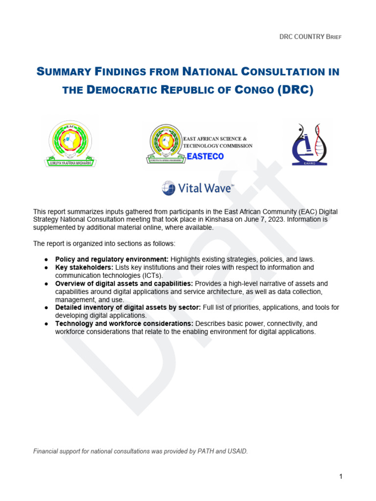 SUMMARY FINDINGS FROM NATIONAL CONSULTATION IN DR Congo | PDF | Enterprise Architecture ...