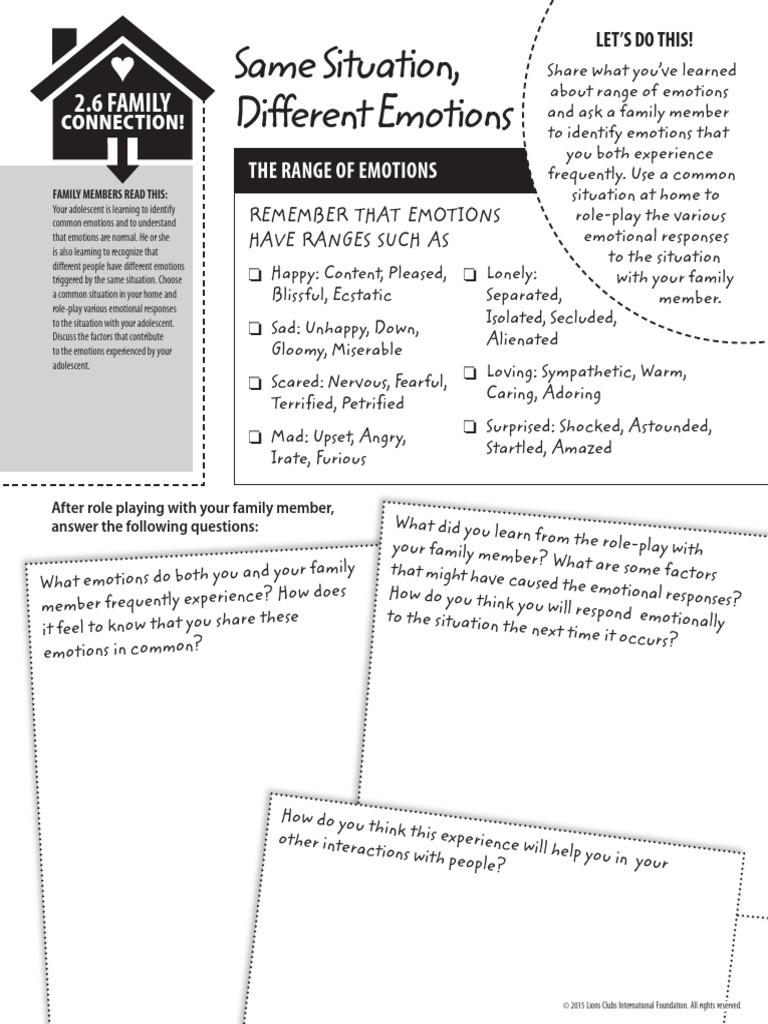 Grade 8 Unit2 Family Connection Worksheet | PDF | Emotions | Psychology