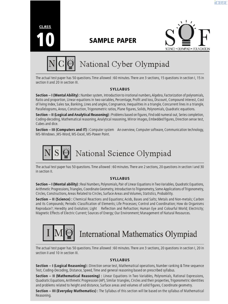 National Cyber Olympiad: Sample Paper | PDF | Equations | Exponentiation