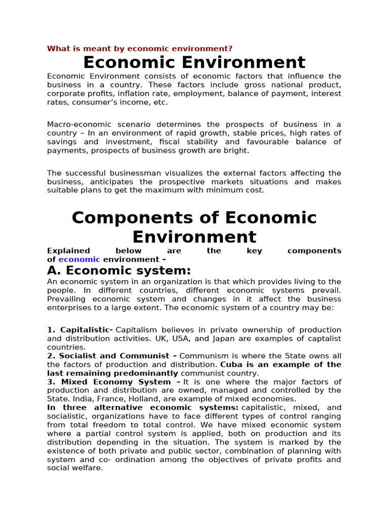 Components of Economic Environment Latest | PDF | Economics | Fiscal Policy