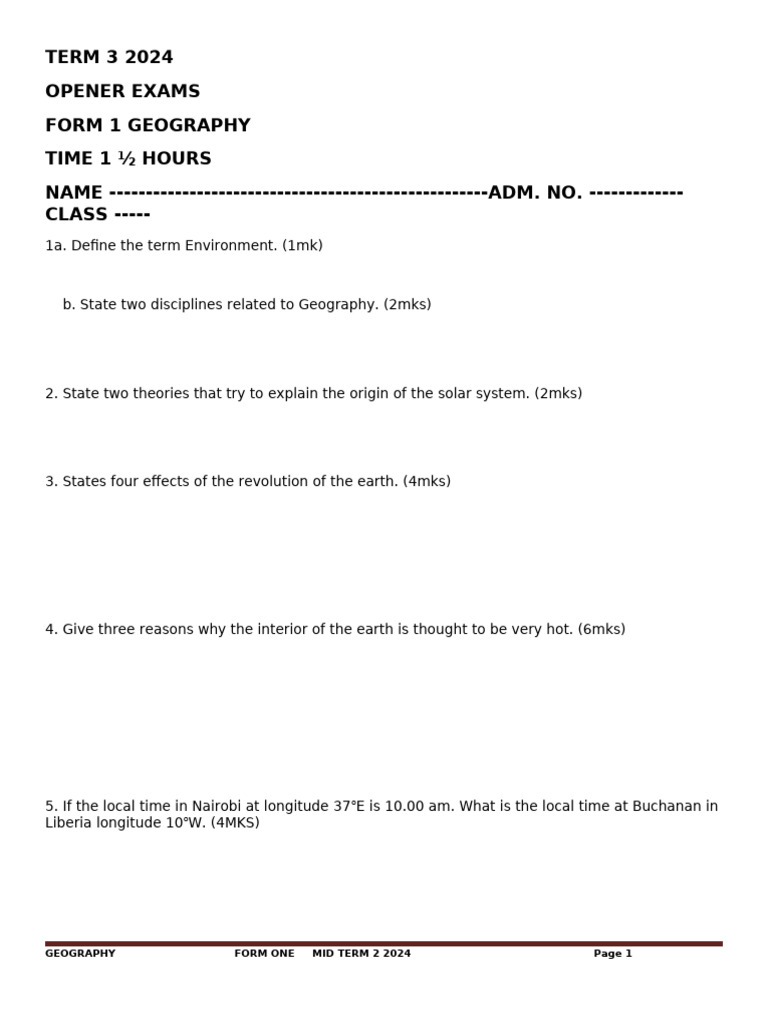 Geography f1 Q | PDF