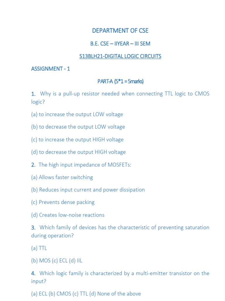Digital Logic Circuits Assignment Guide | PDF