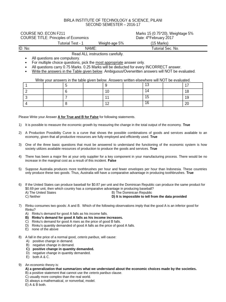 POE_TT_Set_B_-_Solution | PDF | Demand | Trade