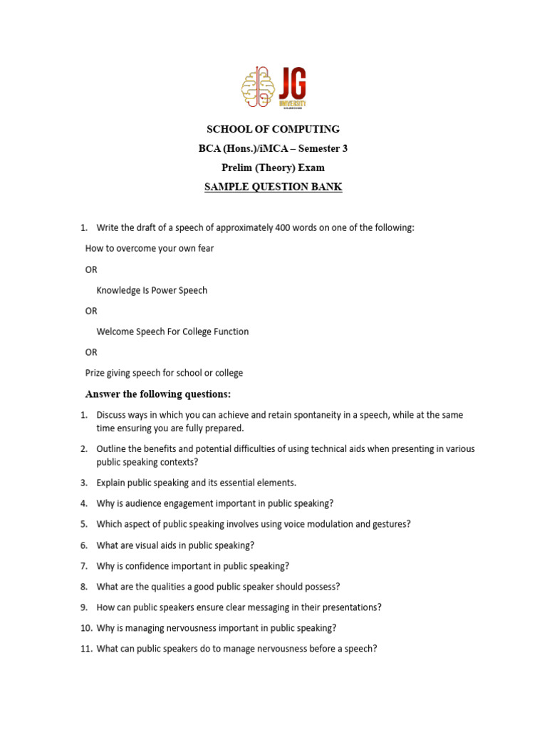 Sample Question Bank - IMCA SEM 3 | PDF
