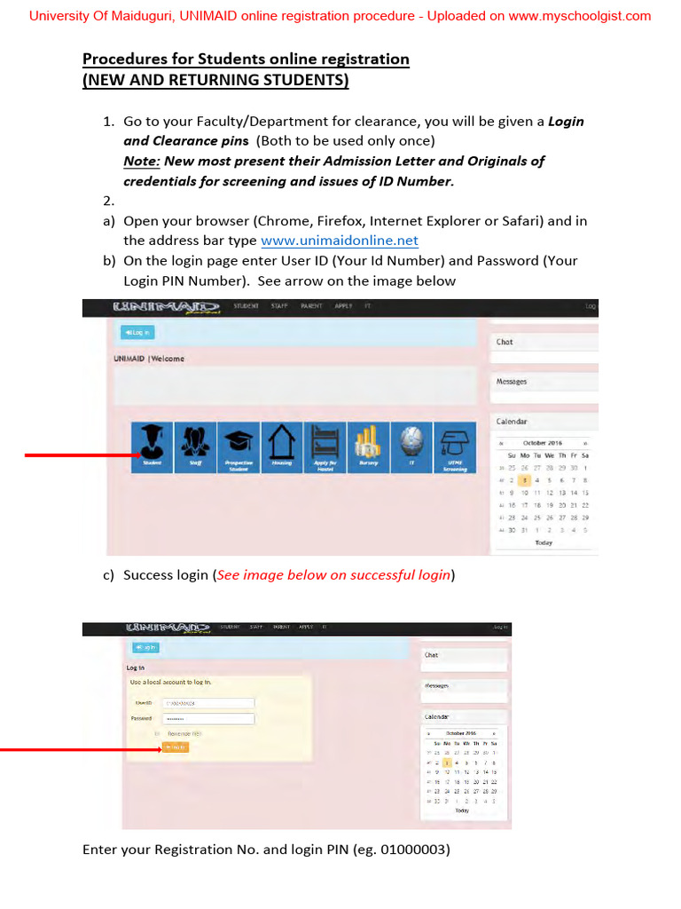 UNIMAID Online Registration Procedure | PDF | Personal Identification ...