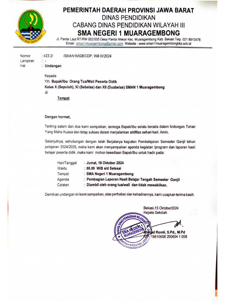 Surat Undangan Orang Tua | PDF Surat Undangan Orang Tua | PDF