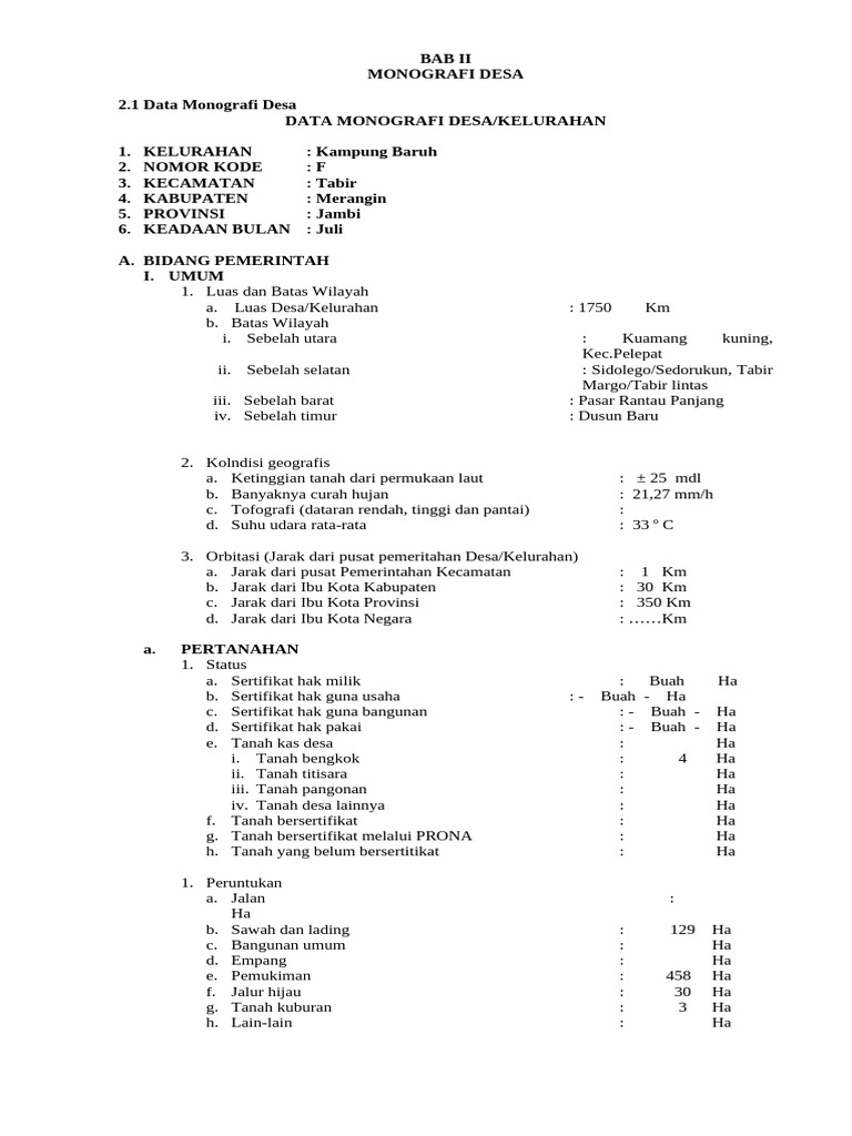 Monografi Desa Asli | PDF