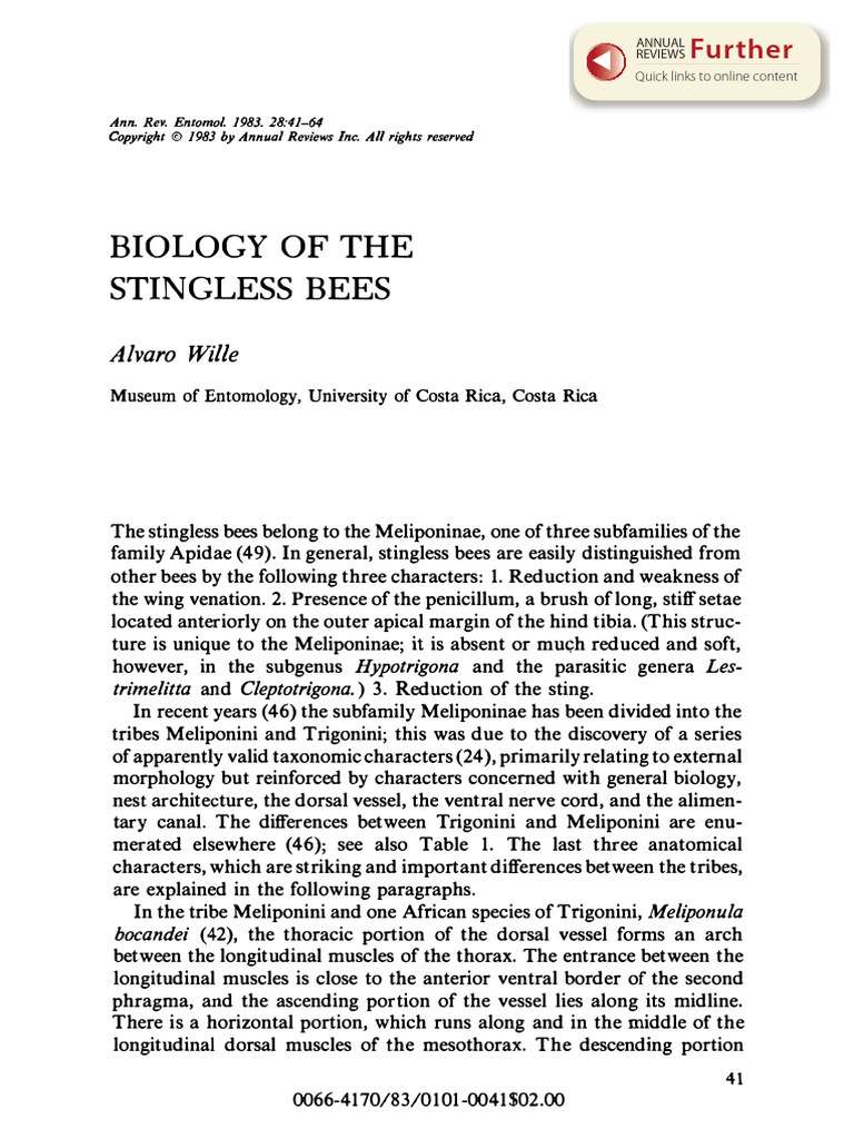 Biology of The Stingless Bees | PDF | Bees