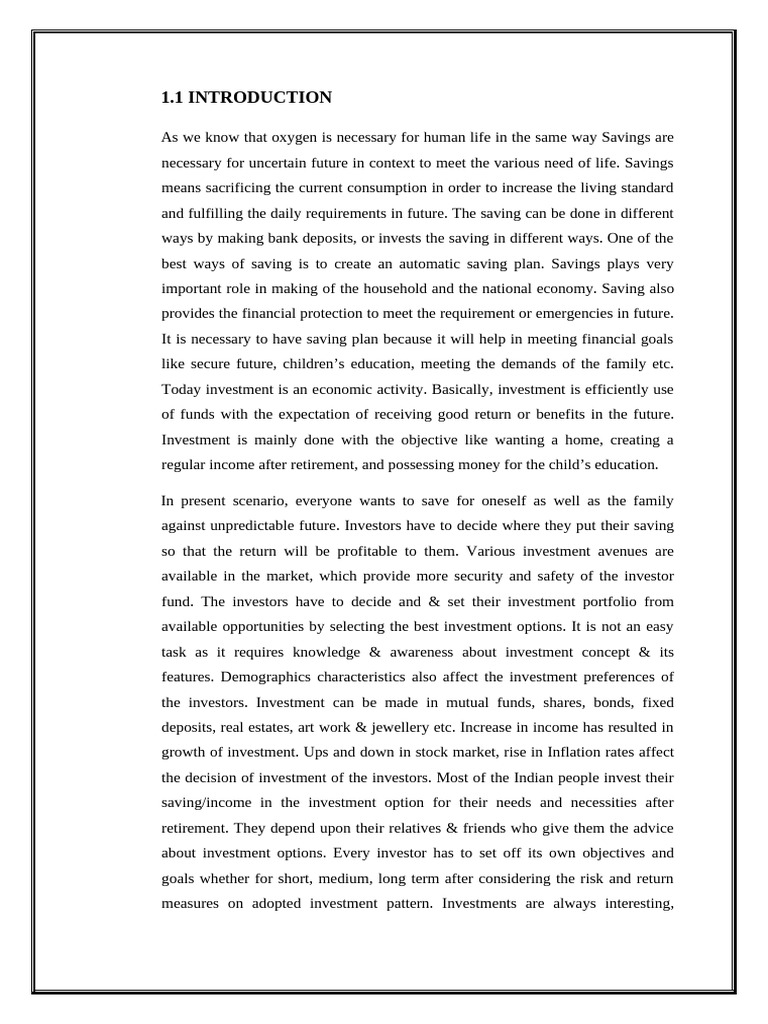 4th Sem Report | PDF | Saving | Investing